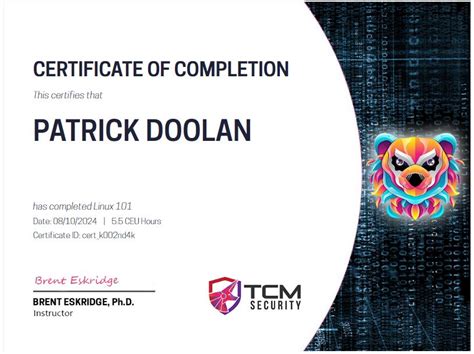 Patrick Doolan On Linkedin This Was A Great Course From Tcm Security
