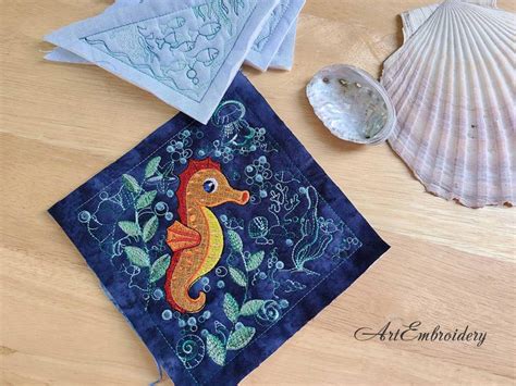 Underwater World Quilt Blocks Machine Embroidery Designs Set With