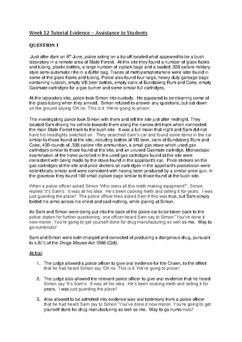 Week 12 Tutorial Evidence Analysis And Case Study Insights Studocu