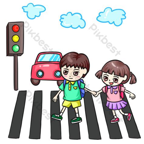 ภาพภาพประกอบความปลอดภัยการจราจรการ์ตูนวาดด้วยมือ เทมเพลต แบบ Psd ดาวน์