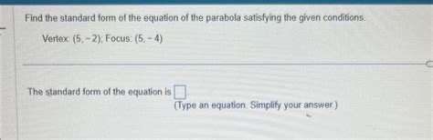 Solved Find The Standard Form Of The Equation Of The Chegg