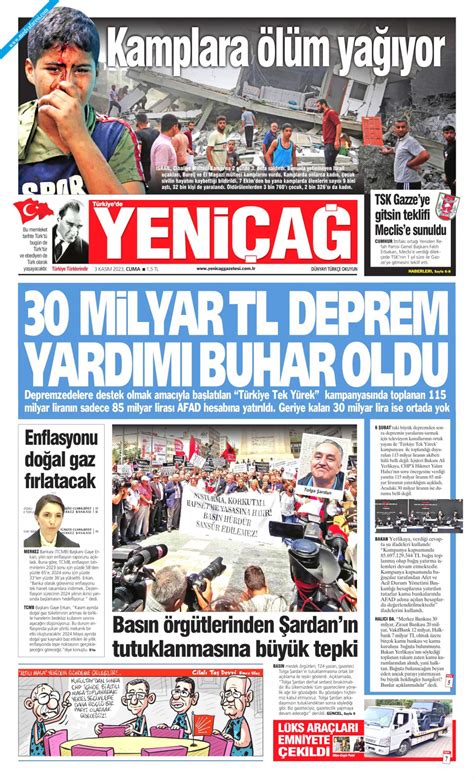 Yeniçağ Gazetesi 03 Kasım 2023 Cuma