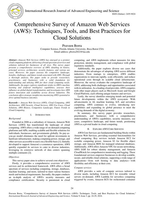 pdf comprehensive survey of amazon web services aws techniques