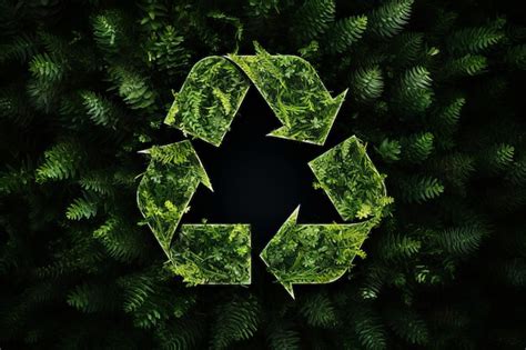 Símbolo De Reciclaje De Plantas Y Hojas Verdes Sobre Fondo Blanco
