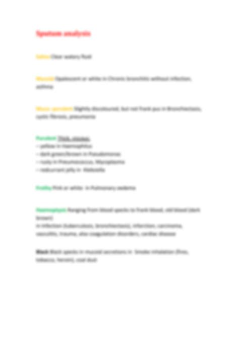 Solution Nasal Cannula And Sputum Analysis Studypool