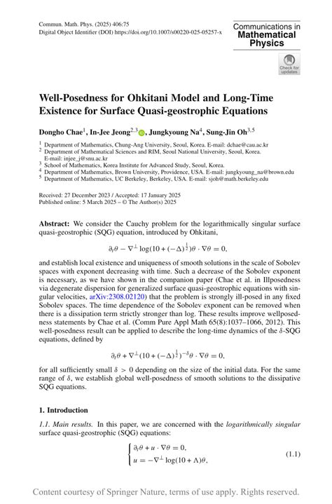 Pdf Well Posedness For Ohkitani Model And Long Time Existence For