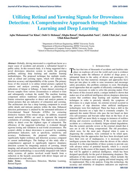 Pdf Utilizing Retinal And Yawning Signals For Drowsiness Detection A Comprehensive Approach