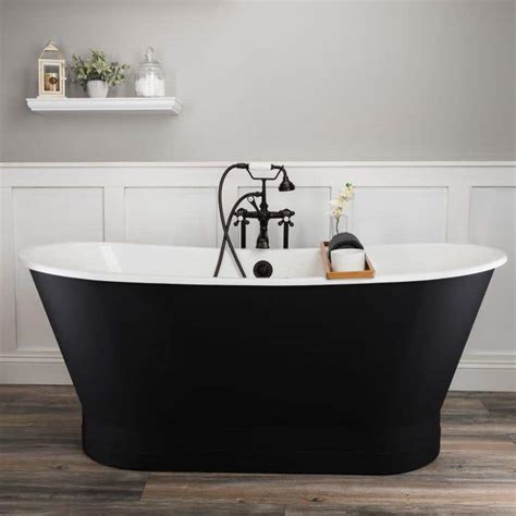 Devon 67 Inch Cast Iron Black Skirted Freestanding Tub VTB