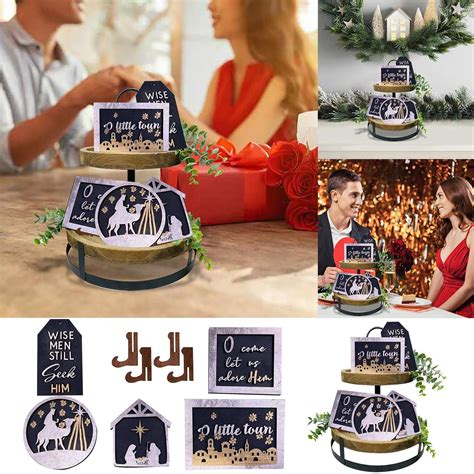 Wangjiaoid 3 Tier Stand Decorations Advent Day Tiered Tray Decorative