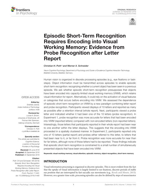 pdf episodic short term recognition requires encoding into visual