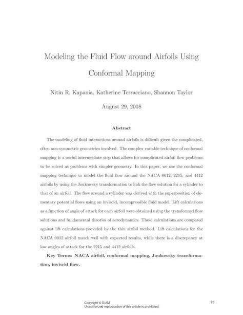 Pdf Modeling The Fluid Flow Around Airfoils Using Conformal · Pdf
