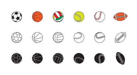 흰색 배경에 얇은 라인 볼 아이콘의 집합입니다 토너먼트 일러스트레이션 및 스포츠 앱을 위한 간단한 벡터 로고 아트eps 10 0명에 대한 스톡 벡터 아트 및 기타 이미지