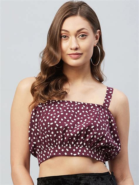 Buy Chimpaaanzee Maroon Print Crop Top Tops For Women 17907976 Myntra