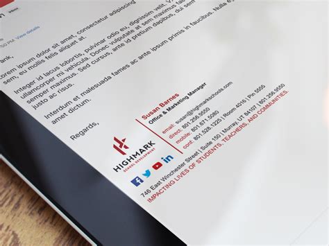 Custom HTML Email Signature For A School Developer Behance