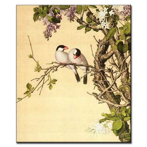 Chinese Classical Flower and Bird Landscape Painting Print on Canvas ...
