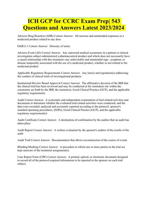 Ccrc Exam Questions And Answers Latest Updated 2024 Graded A Ccrc Stuvia Us