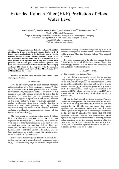 Pdf Extended Kalman Filter Ekf Prediction Of Flood Water Level