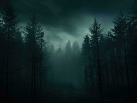 Spooky Foggy Forest Landscape For Halloween 27220249 Stock Photo At
