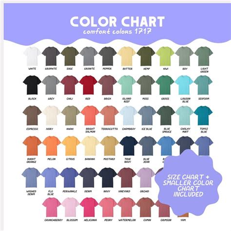Canva Comfort Colors 1717 Color Guide Customizable Comfort Colors Size