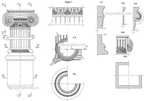 Ionic Colums Cad Blocks Autocad Drawings Free Download