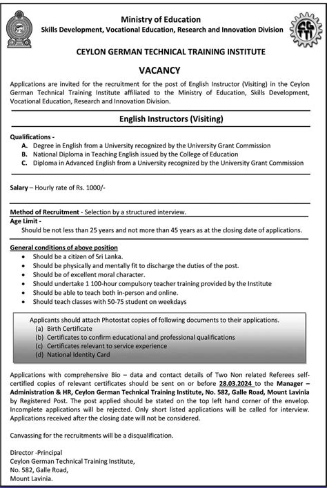 English Instructor Visiting Ceylon German Technical Training Institute