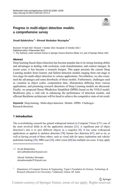 Progress In Multi Object Detection Models A Comprehensive Survey Request Pdf