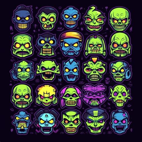 Premium Ai Image A Bunch Of Cartoon Zombie Heads With Different