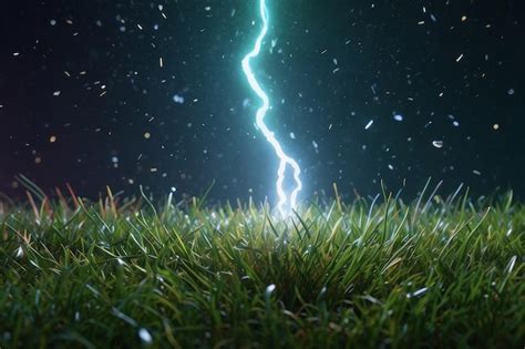 Premium Photo A Lightning Bolt Is Shining On The Grass