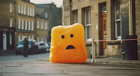 Premium Photo A Yellow Square Shaped Object With A Face On It