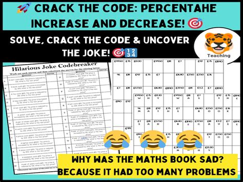 Percentage Increase And Decrease Codebreaker Worksheet Ks3 And Gcse