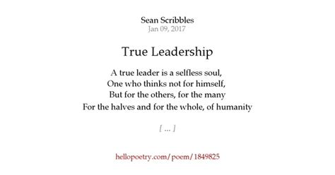 True Leadership By Seanathon Hello Poetry