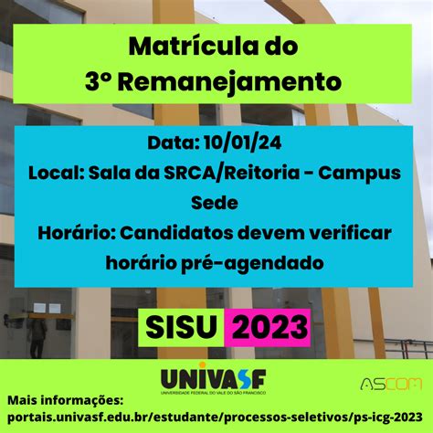 Univasf convoca para matrícula presencial candidatos do 3º
