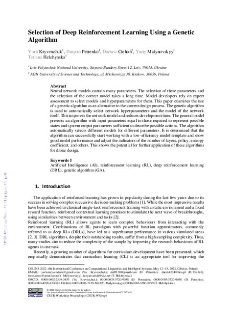 Pdf Selection Of Deep Reinforcement Learning Using A Genetic Algorithm