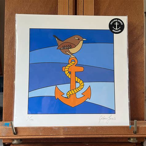 Stained Glass Wren And Anchor Unframed Print Gillian Jones Designs