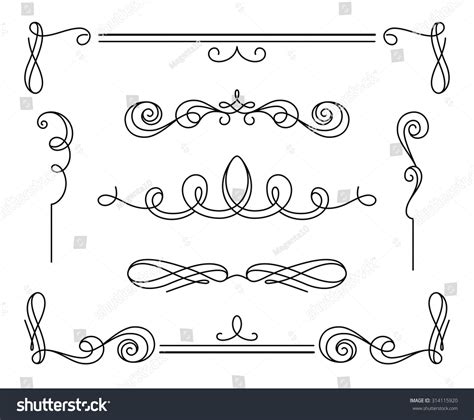 Vintage Calligraphic Vignettes Dividers Set Decorative Stock Vector Royalty Free 314115920
