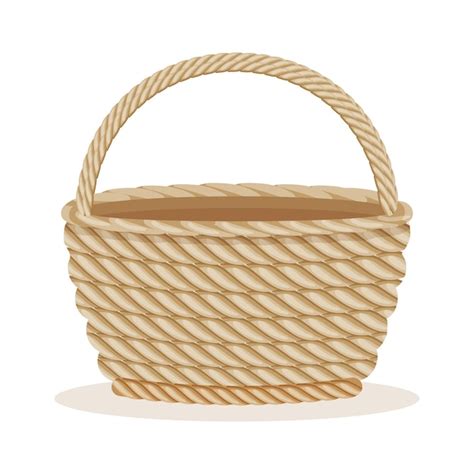 Cesta de vime uma alça em um vetor de ilustração de fundo branco Vetor Premium
