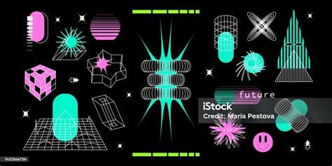 이상한 워 프레임 미래주의 3d를 설정하십시오 모양 키트 잔인함 기하학적 추상적 기하학 기호 모양 그리드 사이버 펑크 표면 구조 프랙탈 단색화 다각형 환각제 메쉬 차원 분열