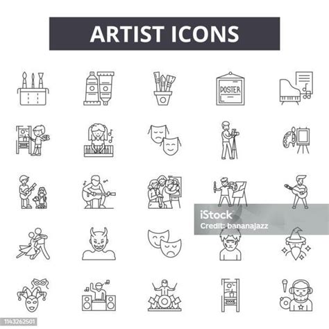 Ilustración De Iconos De Línea De Artista Conjunto De Signos Vector