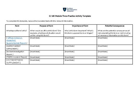 Cj Module Three Practice Activity Template Form What Type Of Form Is This Purpose Of Form