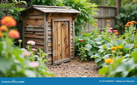 A Small Organized Composting Area In A Backyard Garden Surrounded By