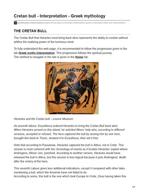 Greekmyths Cretan Bull Interpretation Greek