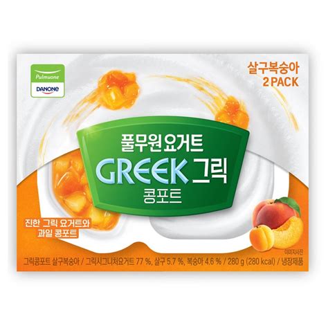 풀무원다논 그릭콩포트 살구 복숭아 140gx2 배민 장보기∙쇼핑