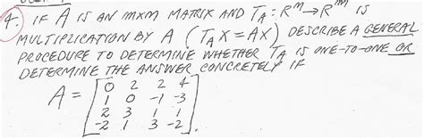 Solved If A Is An Mxm Matrix And Tarm Rightarrow Rm Is