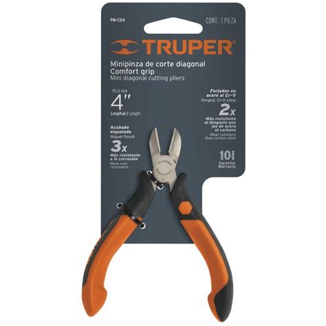 Pinza Miniatura Corte Diagonal 4″ Mango Comfort Grip Truper Pm Cd4