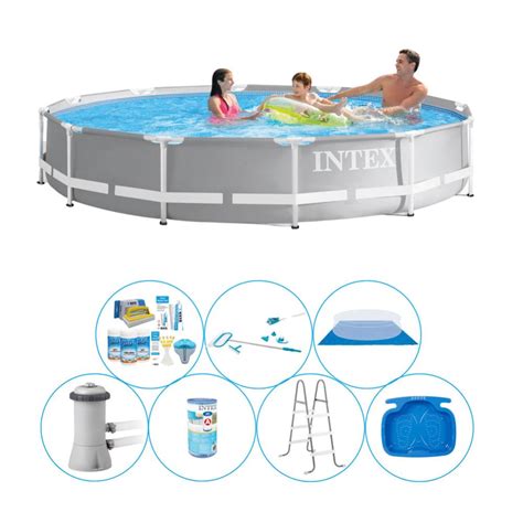 Intex Prism Frame Ronde 366x76 Cm 8 Pièces Paquet De Piscine Tout