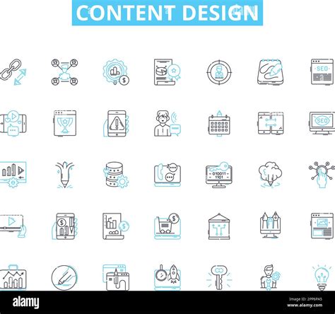 Content Design Linear Icons Set Strategy Branding Messaging Formatting Storytelling