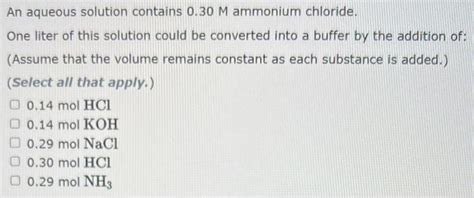 Solved A Buffer Solution Contains MC H NH Cl And Chegg