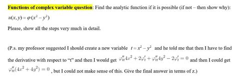 solved functions of complex variable question find the