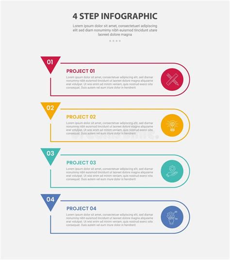 4 Points Template Infographic Outline Style With 4 Point Step Template With Round Rectangle