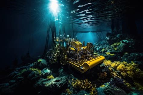 Premium AI Image Underwater View Of A Yellow Excavator In The Deep
